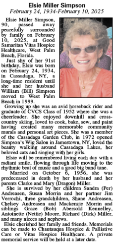 Elsie Miller Simpson | News, Sports, Jobs - Observer Today